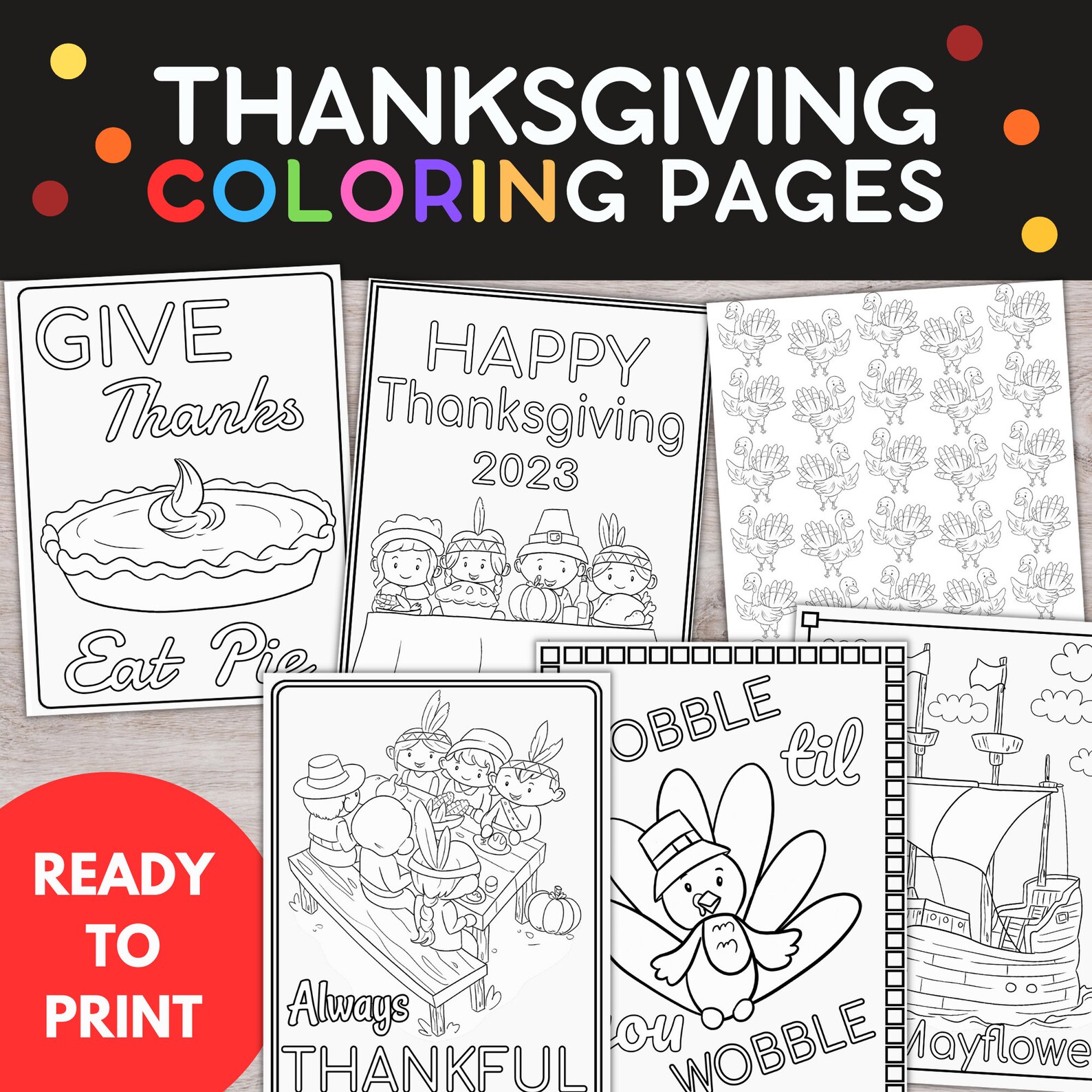 Thanksgiving Coloring Page Printable, Homeschool Thanksgiving, Fall ...