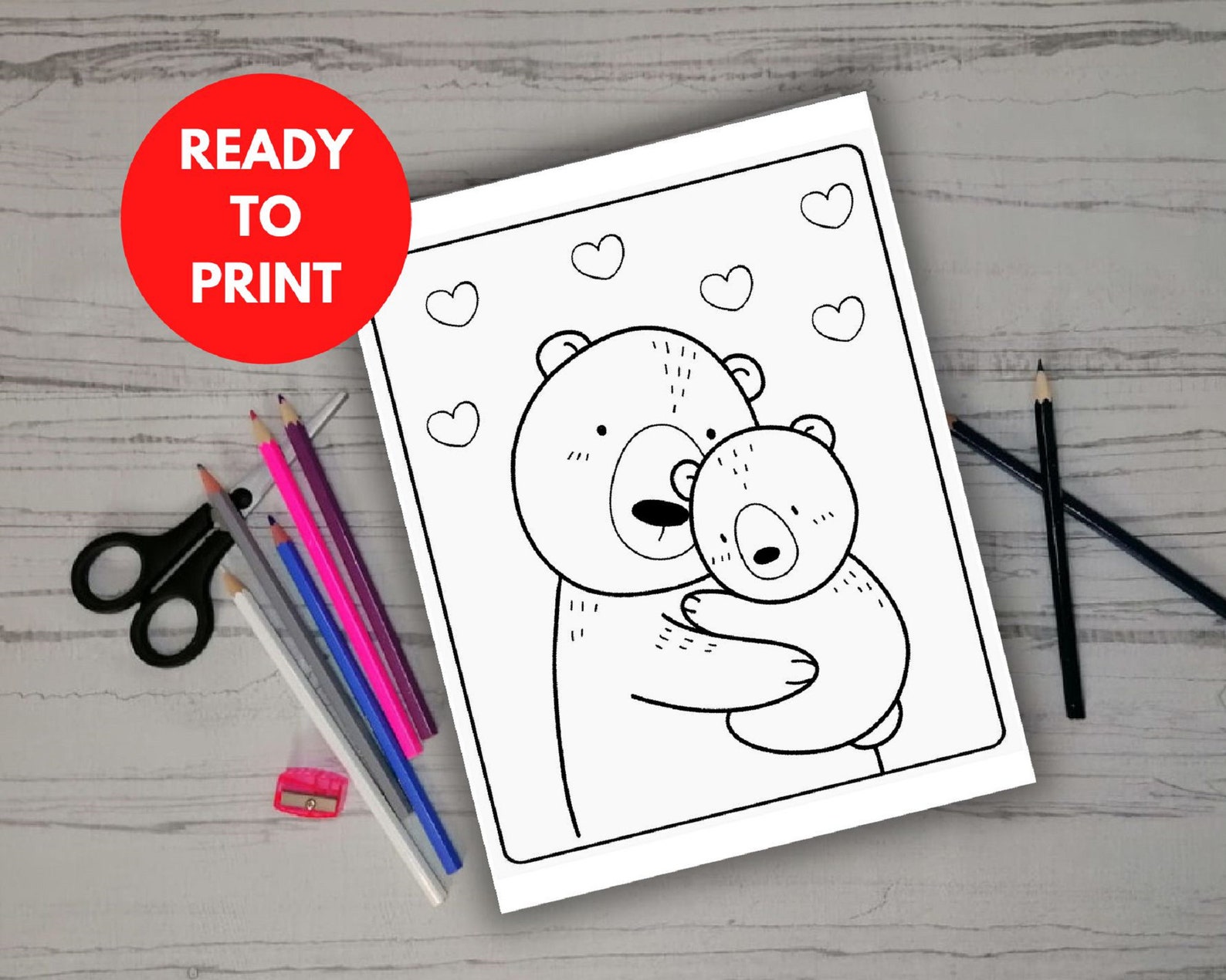 Bear Birthday Party Activity Bear Coloring Sheets Bear - Etsy