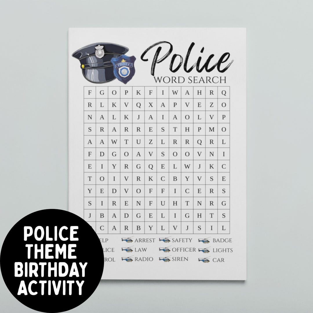 Police Word Search Printable for Kids, Engaging Learning Tool, Ideal ...