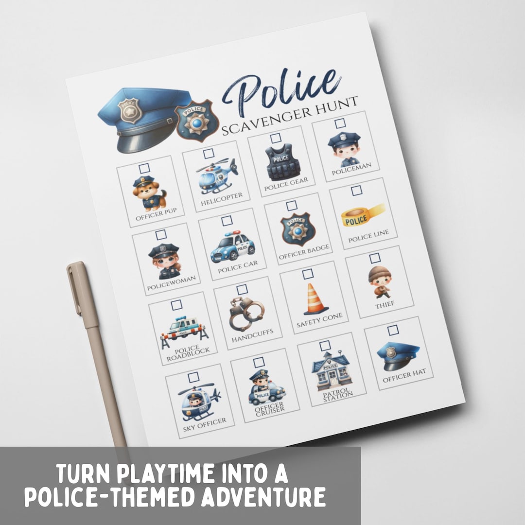 Kids Police Scavenger Hunt Printable, Interactive Mystery Game for ...