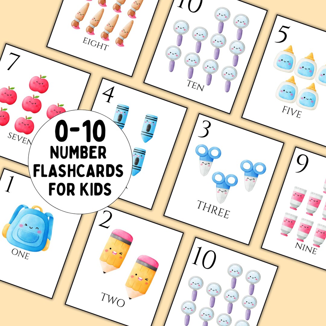 Number Flashcards 0-10, Engaging Counting Cards for Early Math Skills ...
