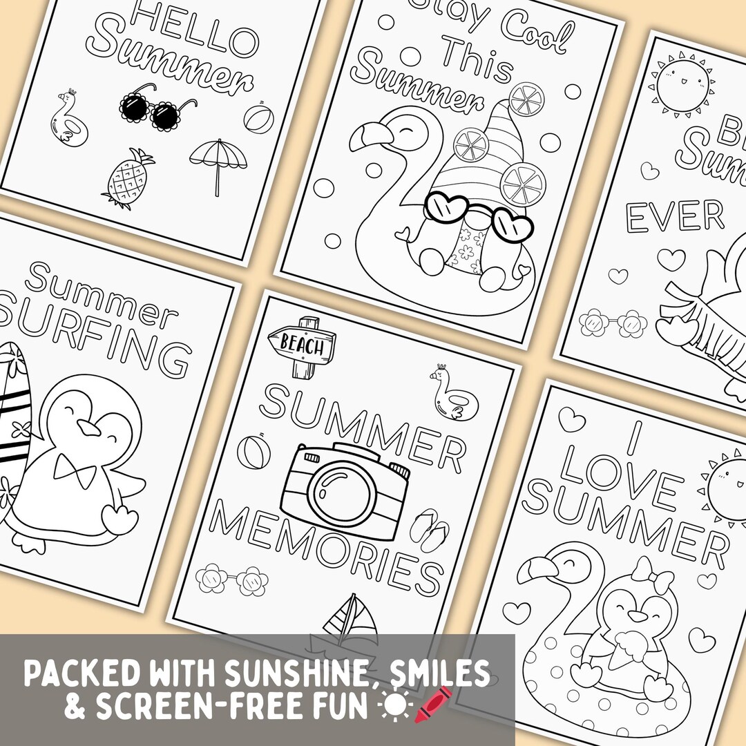 Printable Summer Coloring Pages for Kids, Fun Seasonal Art Activities ...