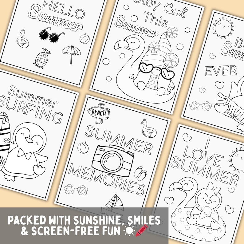 Printable Summer Coloring Pages for Kids, Fun Seasonal Art Activities ...