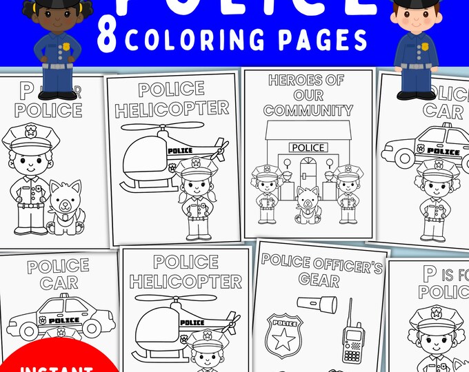 Police Cap Hat Paper Crown Party Coloring Printable Kids Craft ...