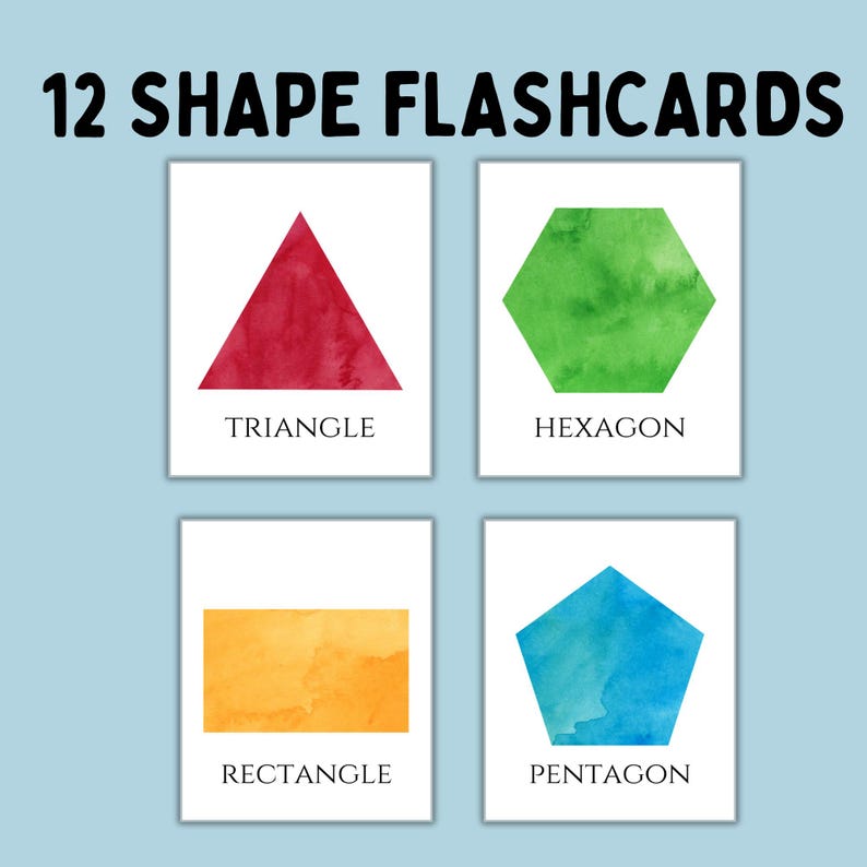 Shape Flashcards for Kids, Colorful Learning Tools for Early Childhood ...