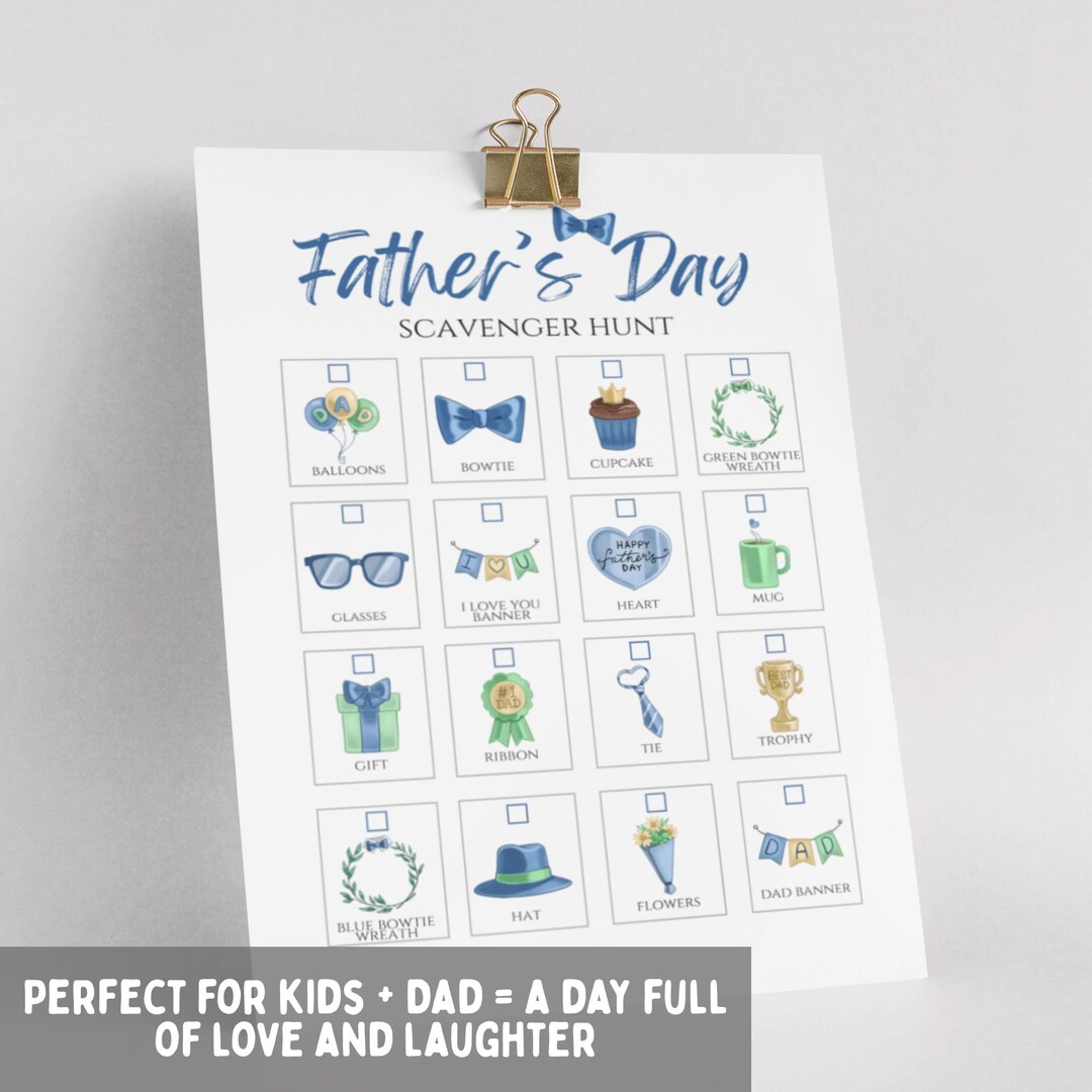 Father’s Day Scavenger Hunt Game Printable, Engaging Family Activity ...