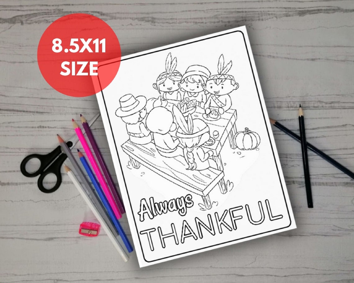 Thanksgiving Coloring Page Printable Homeschool Thanksgiving - Etsy