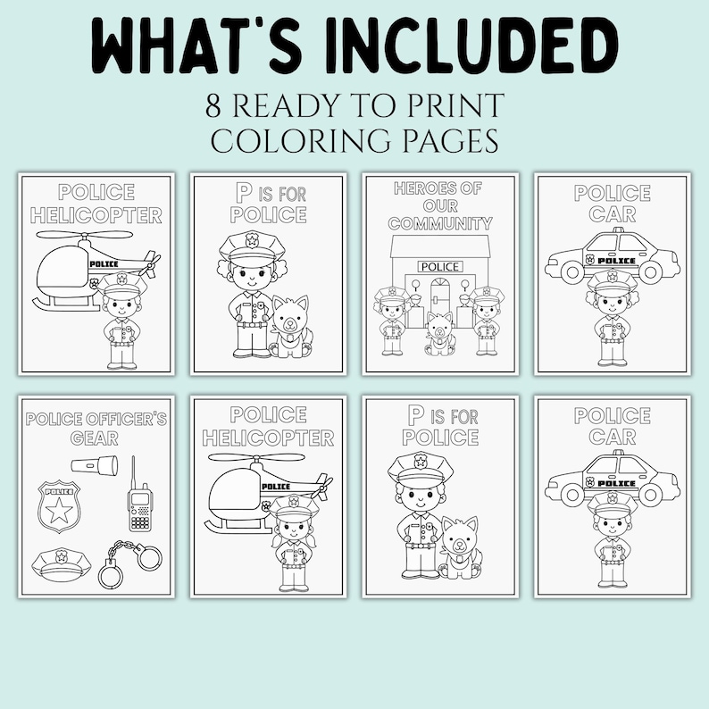 Police Themed Activity Pack - Word Search, Coloring Pages & Mazes for ...