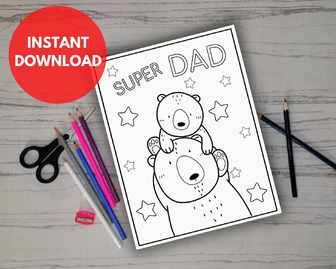 Father's Day Coloring Page, Gift for Dad, Dad Coloring Book for Kids ...