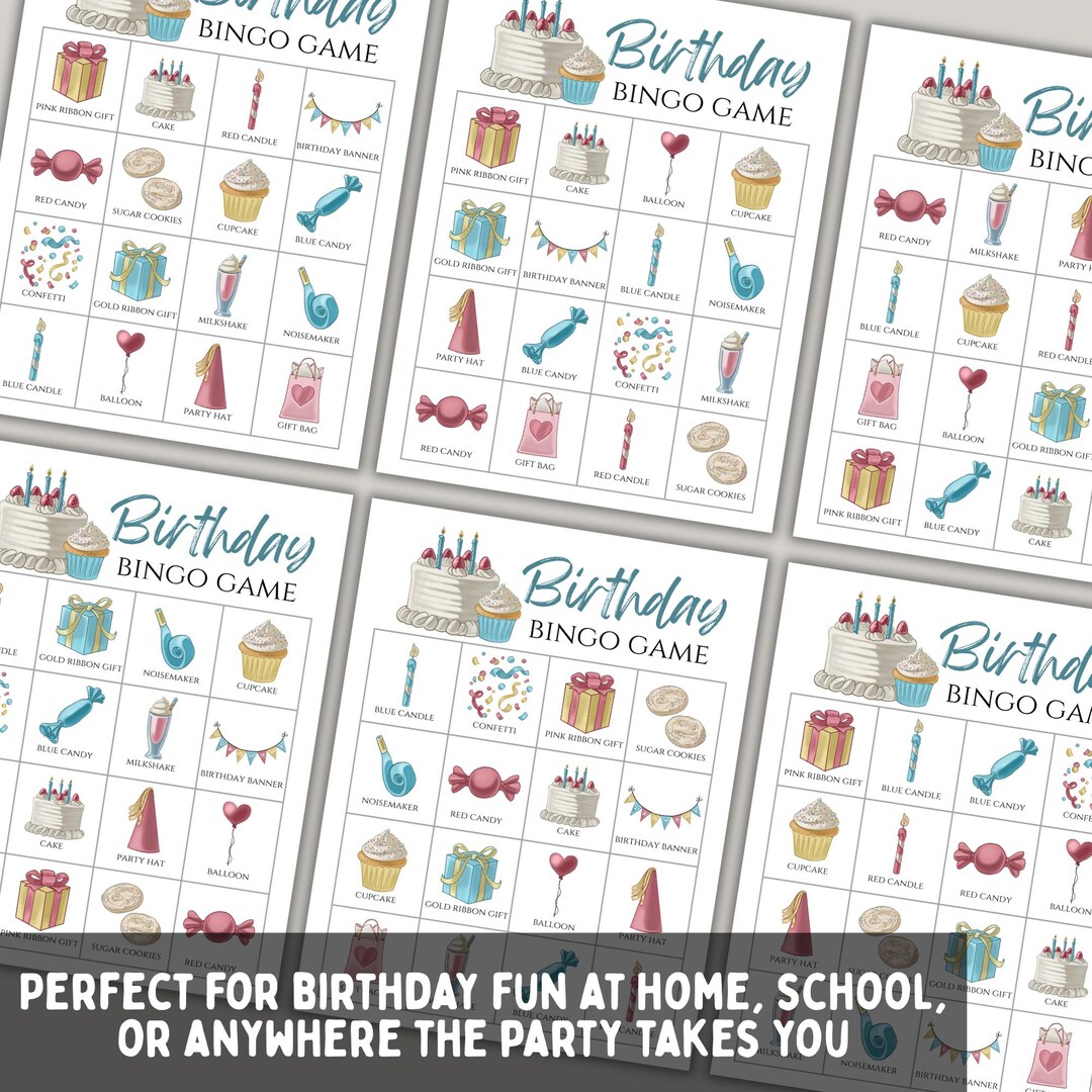 Birthday Bingo Game Printable, Colorful and Engaging Birthday Party ...
