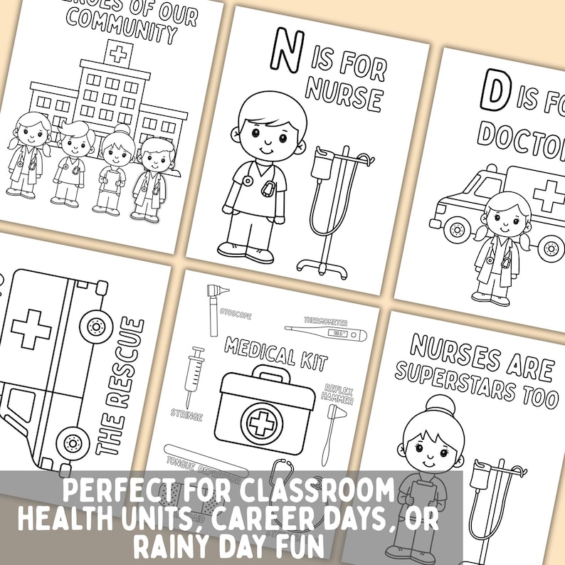 Doctor Nurse Coloring Pages Kids Printables, Fun Educational Activity ...