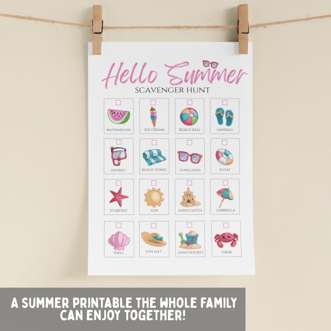 Summer Scavenger Hunt Printable Sheets, Interactive Family Activity for ...