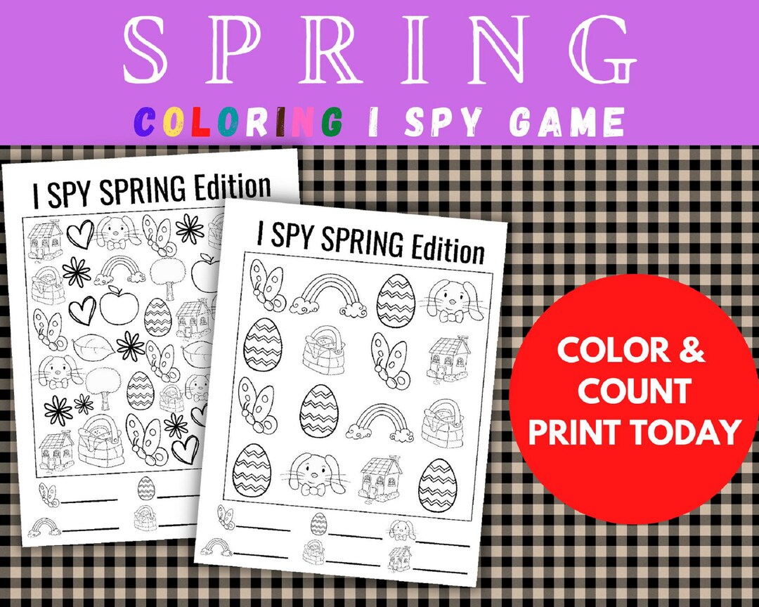 I Spy Games, Spring Printable Activities, Count and Color, Easter Games ...