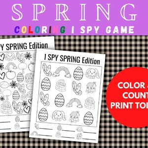 I Spy Games, Spring Printable Activities, Count and Color, Easter Games ...