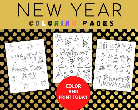 New Years Coloring Book Pages Printable 2022