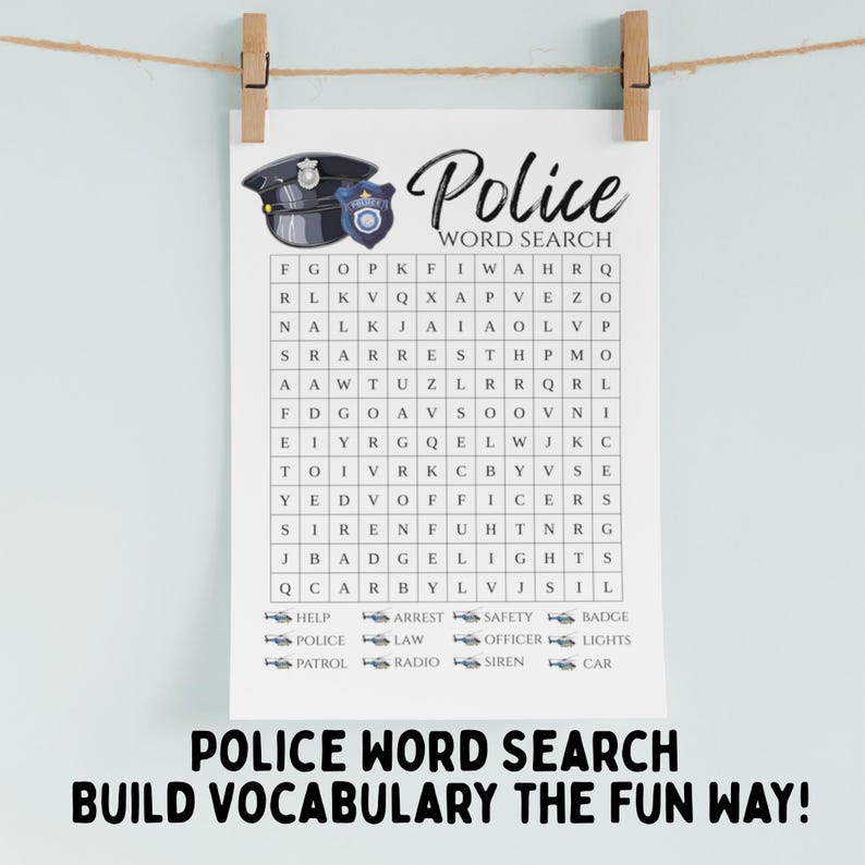 Police Themed Activity Pack - Word Search, Coloring Pages & Mazes for ...