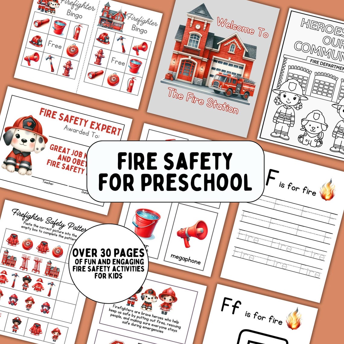 Fire Safety Preschool, Firefighter Worksheets, Interactive Signs, Bingo ...