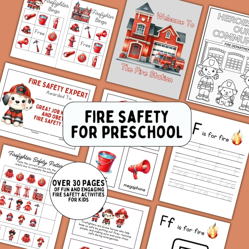 Fire Safety Preschool, Firefighter Worksheets, Interactive Signs, Bingo ...