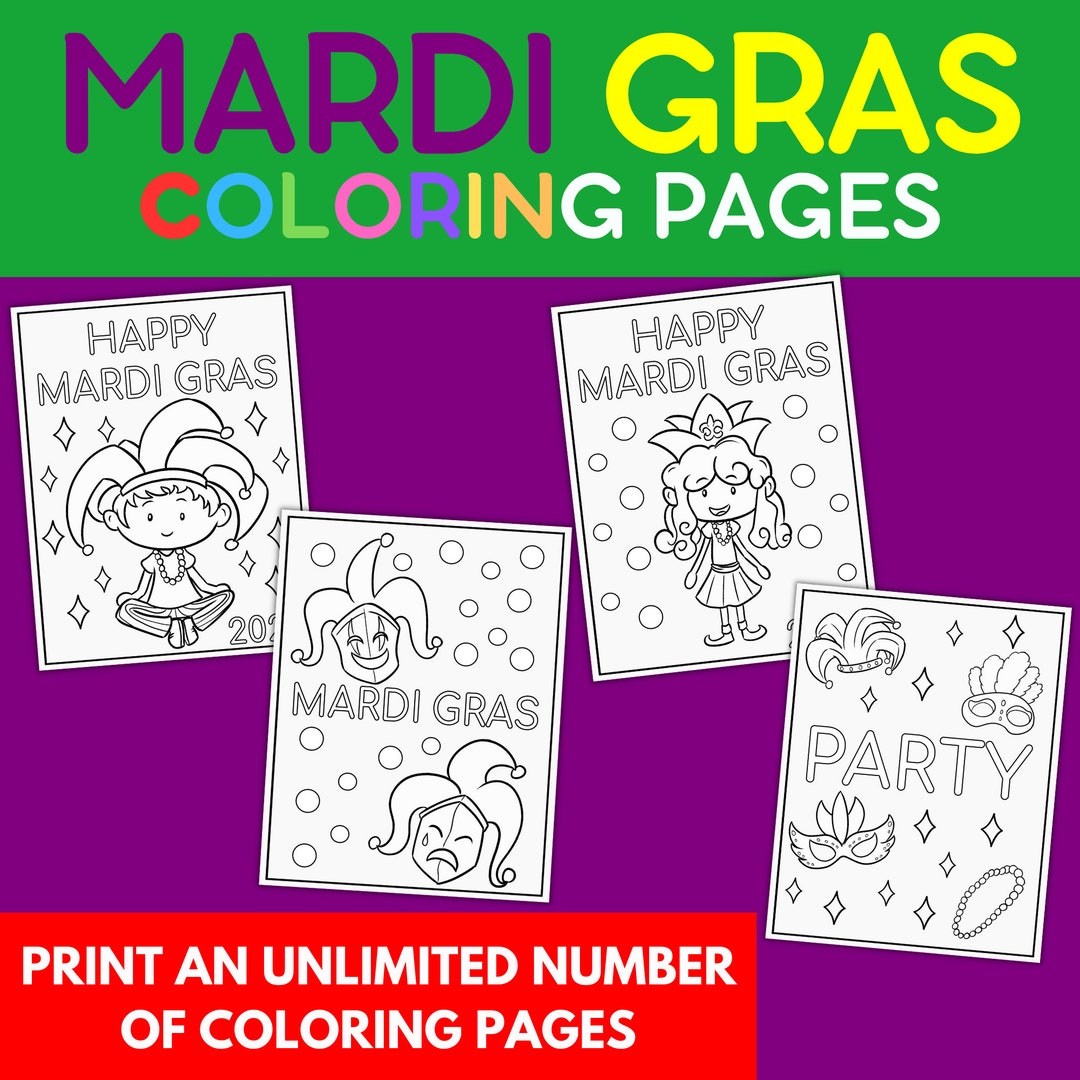 Mardi Gras Coloring Book, Carnaval Masks, Activity Sheets for Kids, New ...