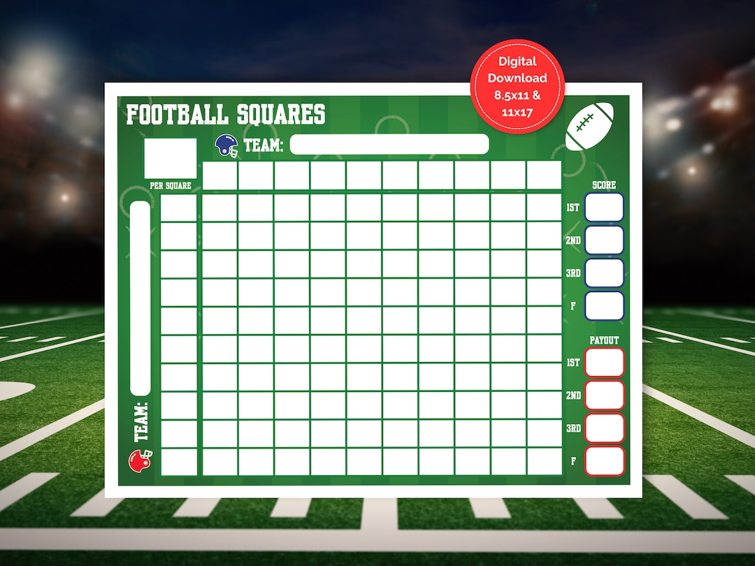 Football Squares, the Big Game Squares, Printable Football Squares ...