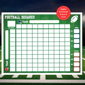 Football Squares, the Big Game Squares, Printable Football Squares ...