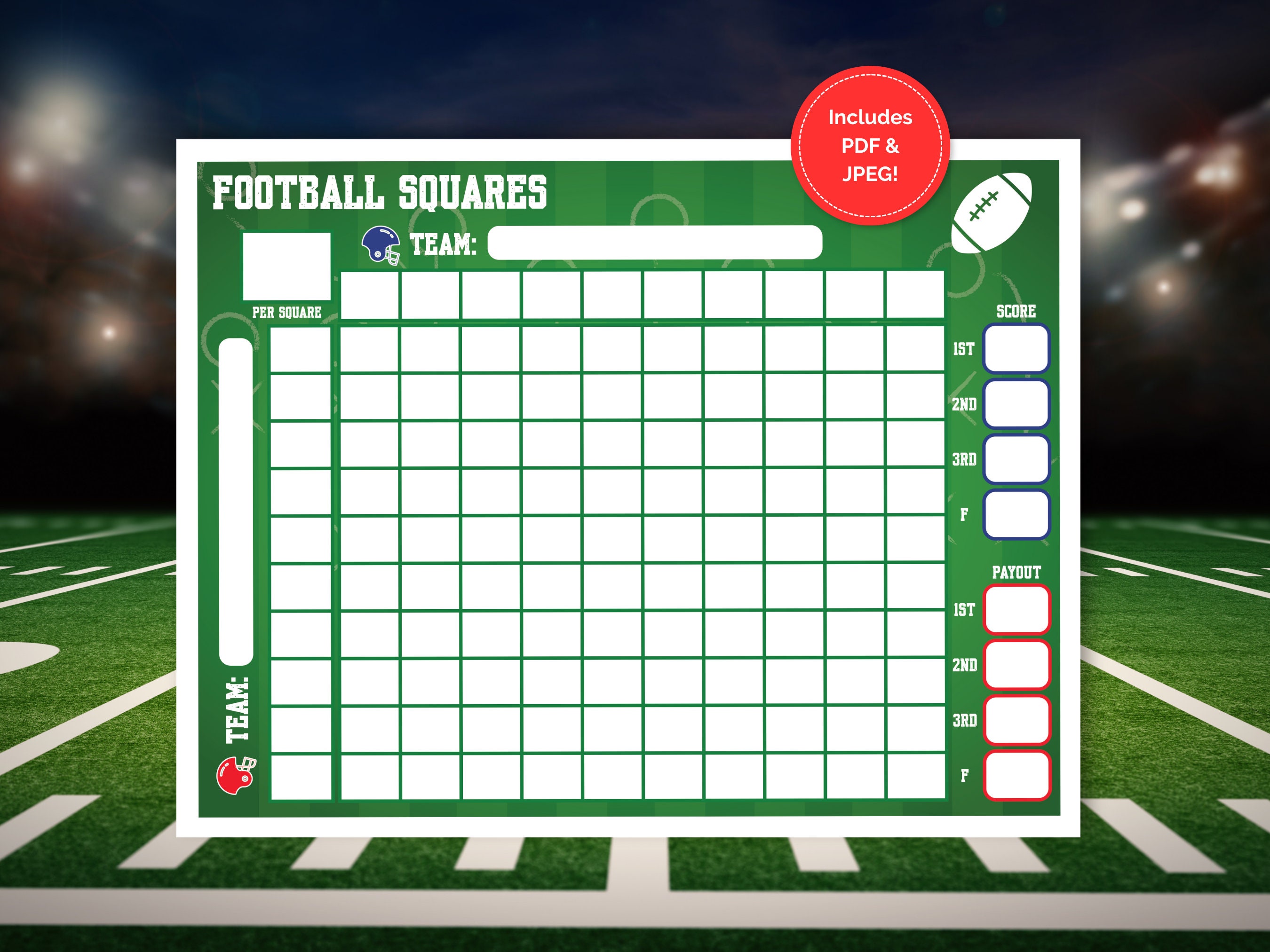 Football Squares, the Big Game Squares, Printable Football Squares ...