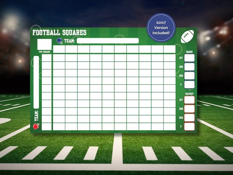 Football Squares, the Big Game Squares, Printable Football Squares ...