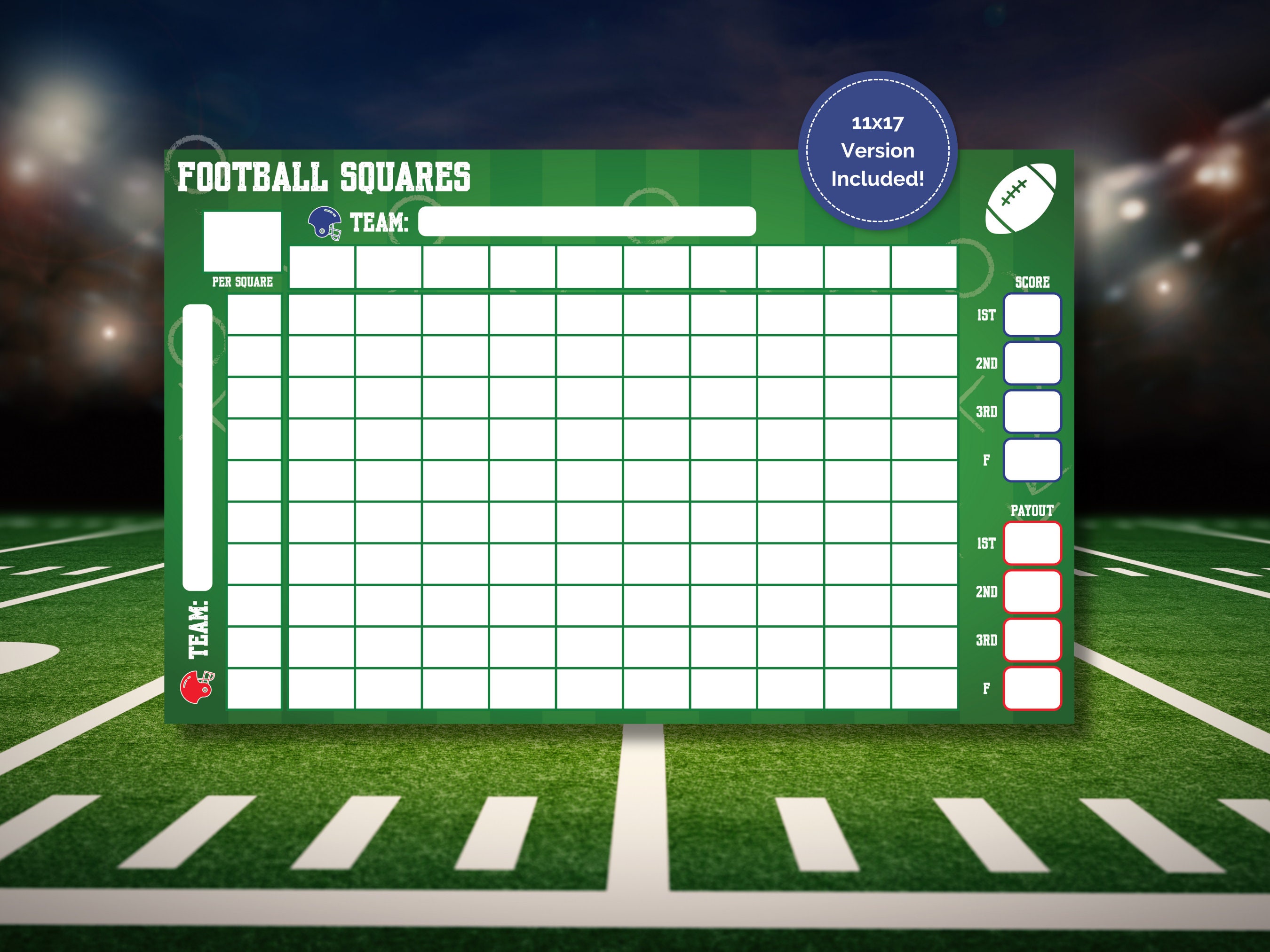 Football Squares, the Big Game Squares, Printable Football Squares ...