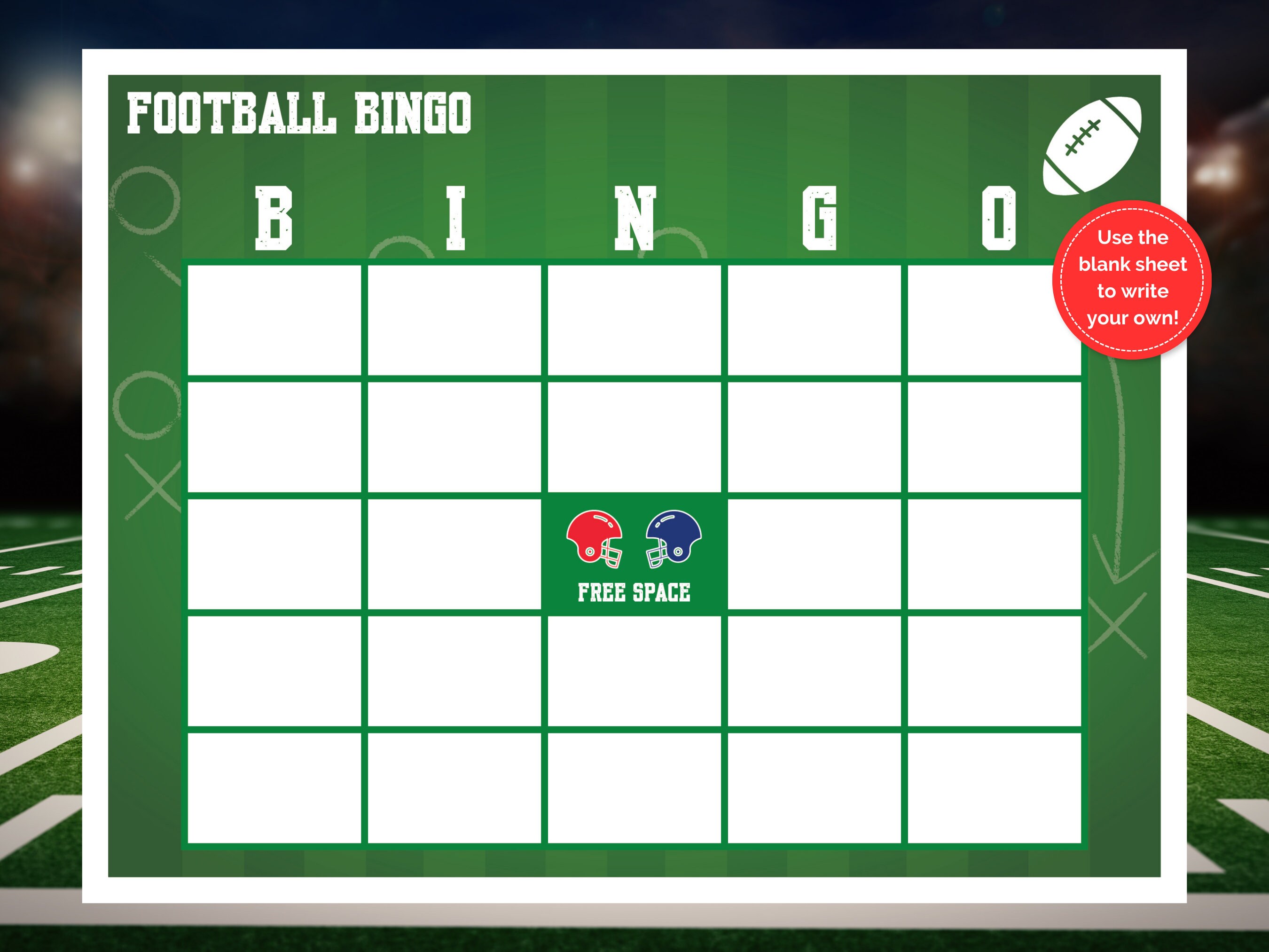 Football Bingo Cards, Big Game Bingo, Printable Football Bingo, Instant ...