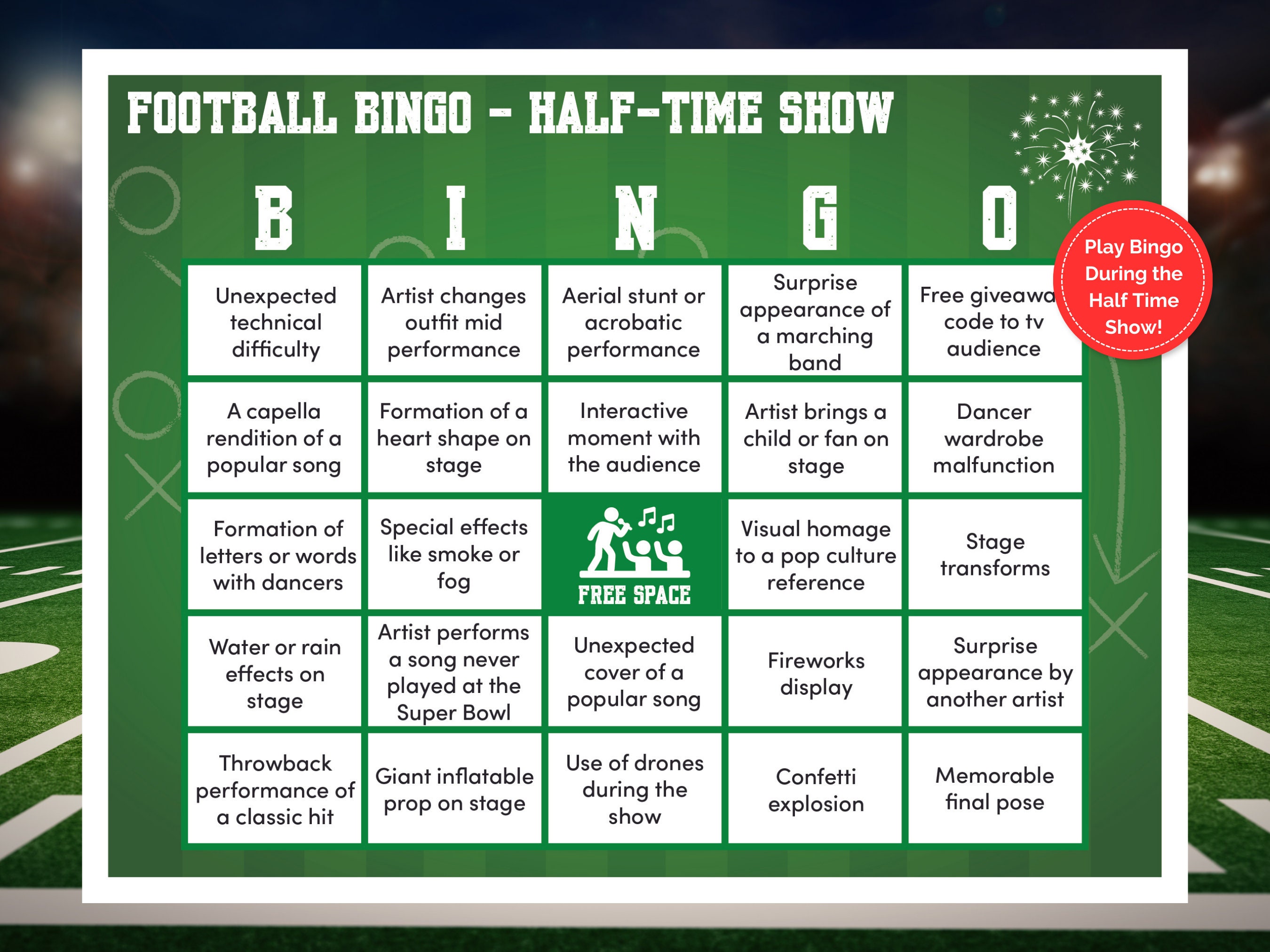 Football Bingo Cards, Big Game Bingo, Printable Football Bingo, Instant ...