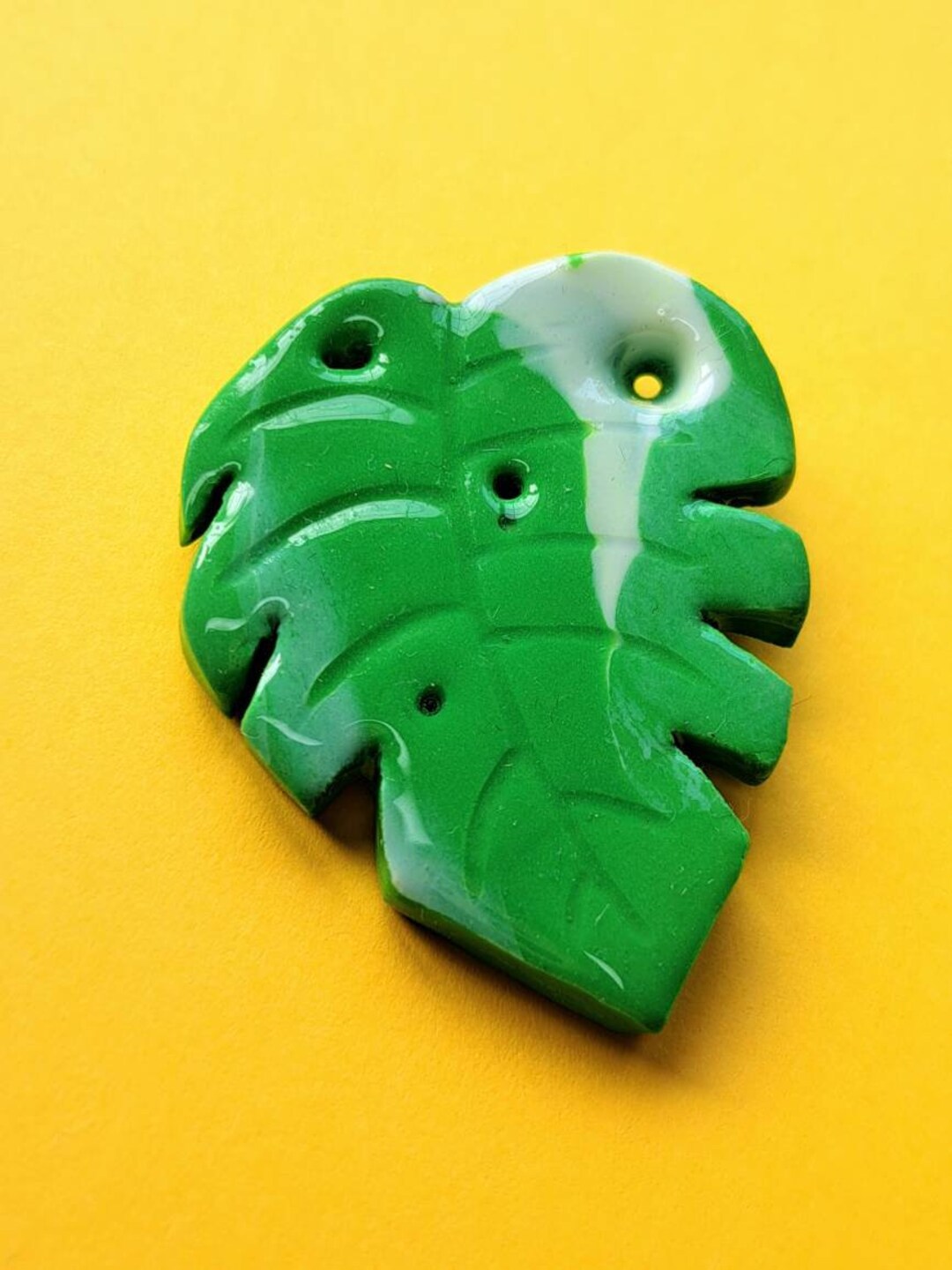 Monstera Leaf variegated Clay Magnet/pins Handmade Art Gift Hand ...