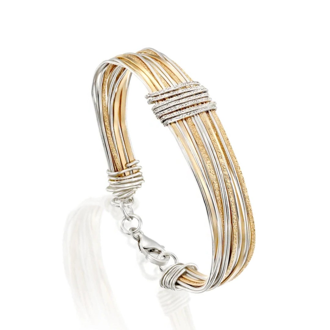Contemporary Designer Chain & Link Bracelet in Sterling Silver and 14K ...