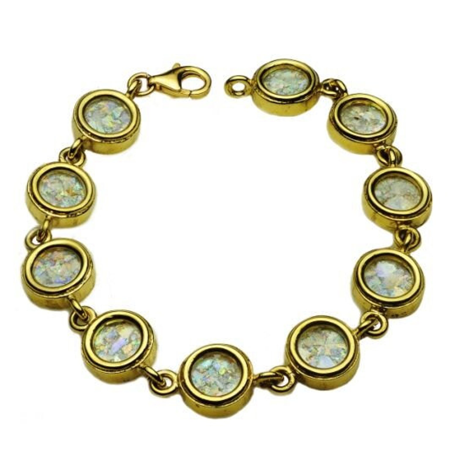 Roman Glass Bracelet in 14k Gold Chunky Coin Style Bracelet - Etsy