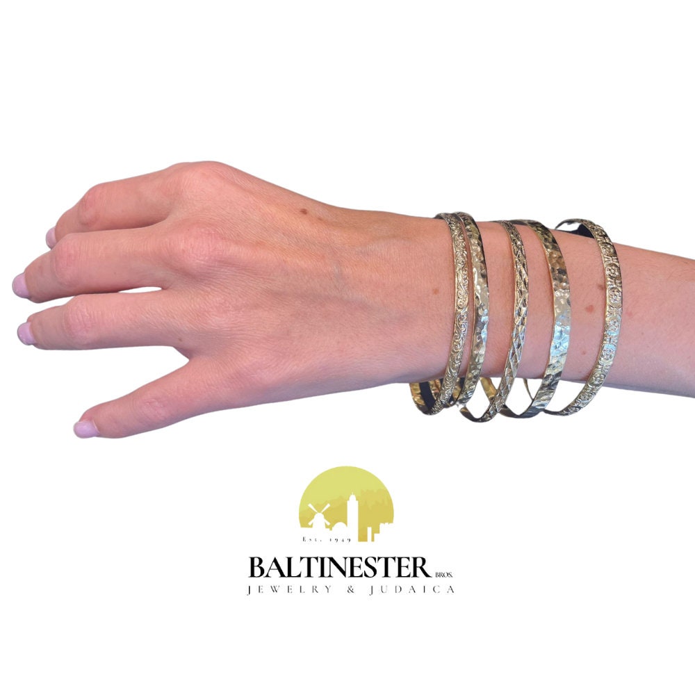 Hammered Moroccan Gold Bangle, 14k Solid Gold Moroccan Israeli-inspired ...