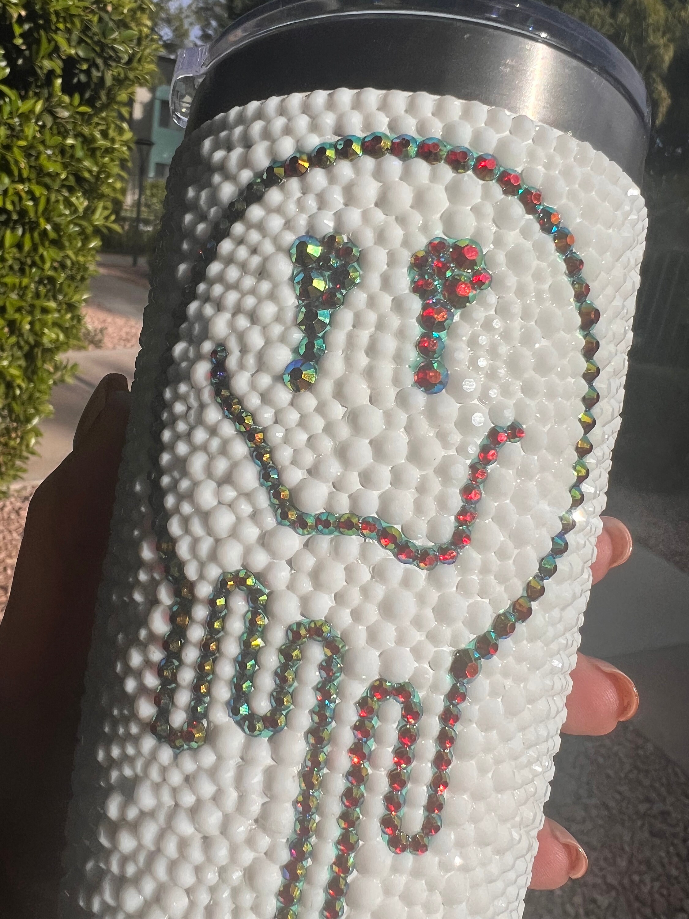 Stay Trippy Smiley Face Melting Smiley Rhinestone Rhinestone Cup Bling ...