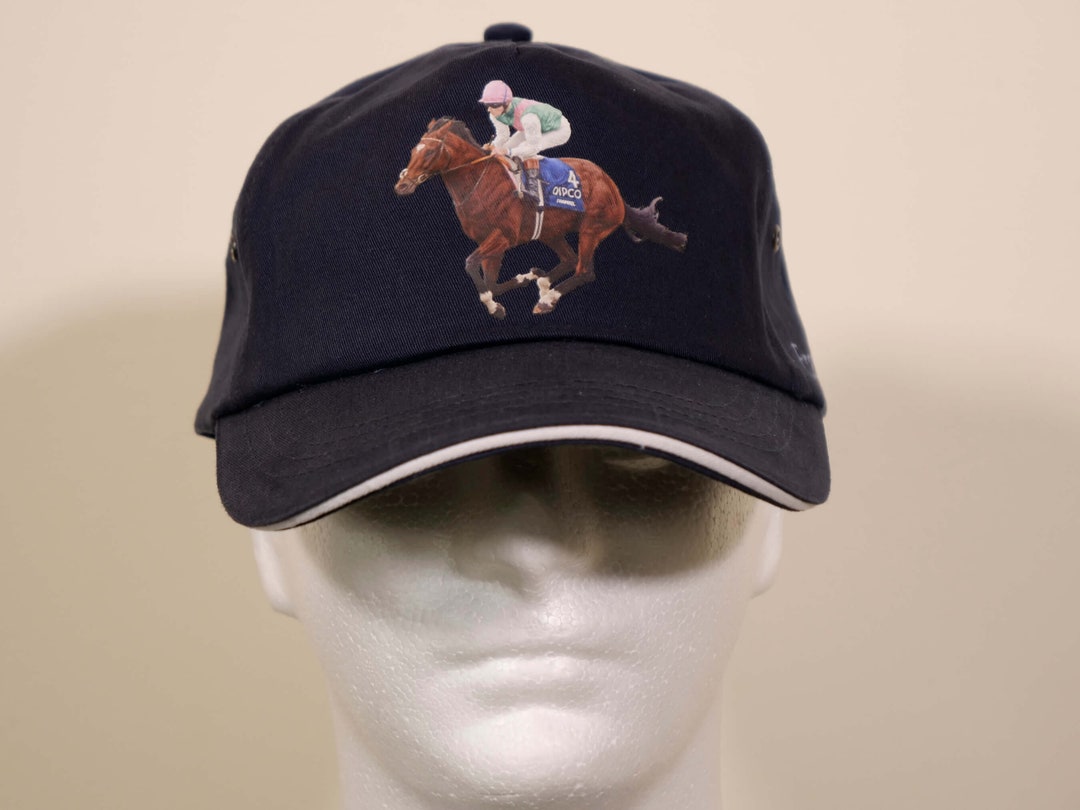 Striking Frankel Horse Racing Hat Smart Navy Horse Cap With a Painting ...