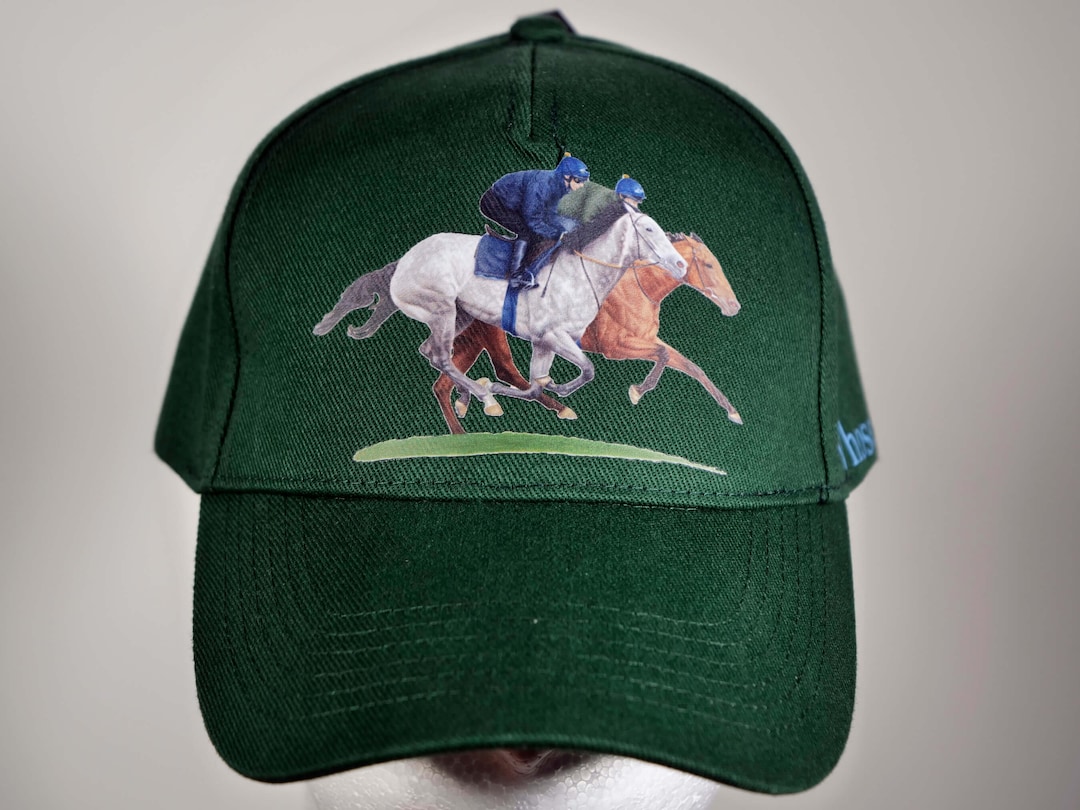 Horse Baseball Cap. Beautiful Green Horse Hat Gift Idea, With a Grey ...