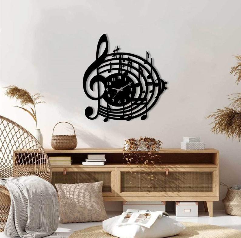 Musical Notes Wall Clock Silent Wall Clock Large Wall Clock - Etsy
