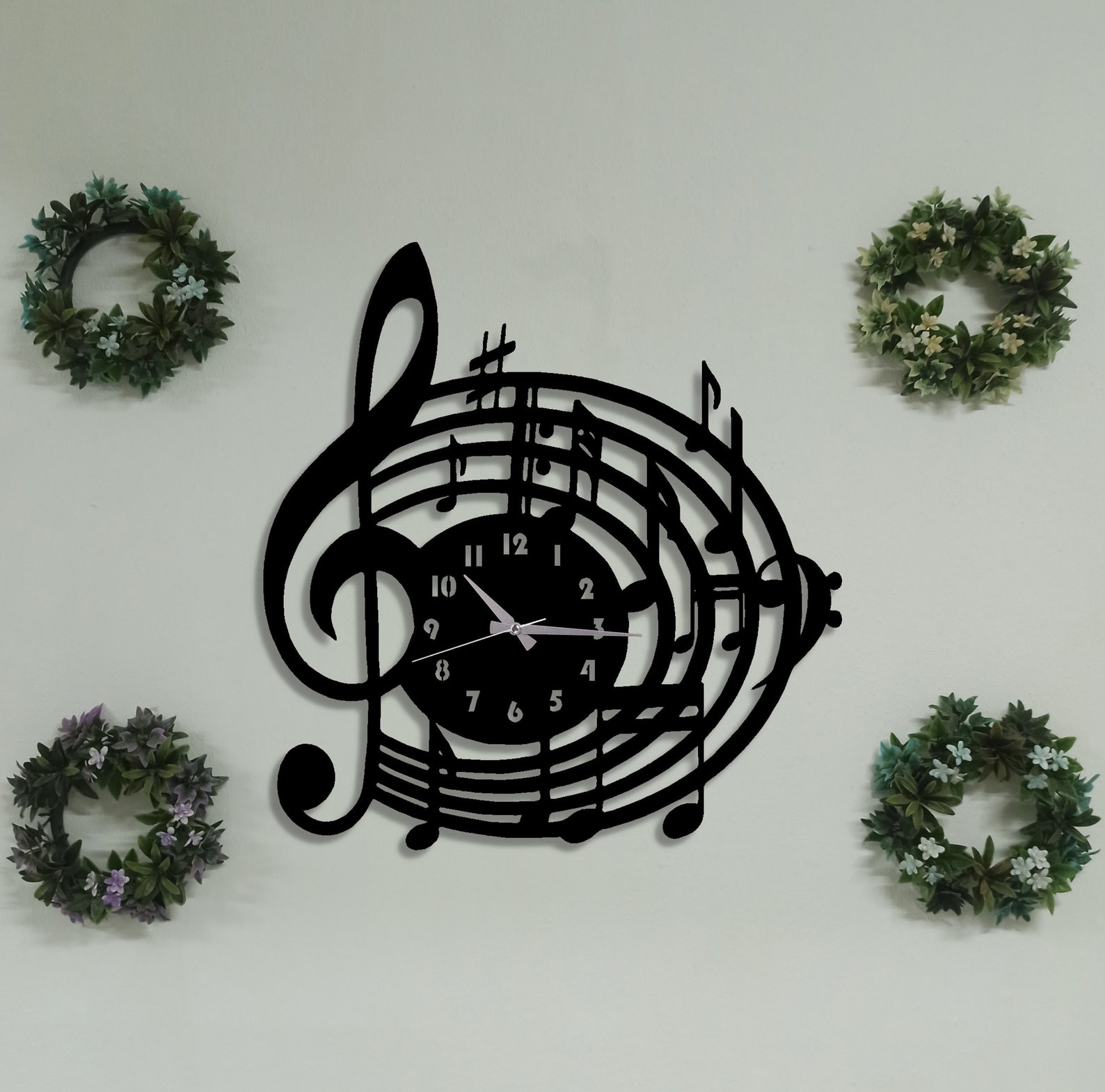 Musical Notes Wall Clock Silent Wall Clock Large Wall Clock - Etsy