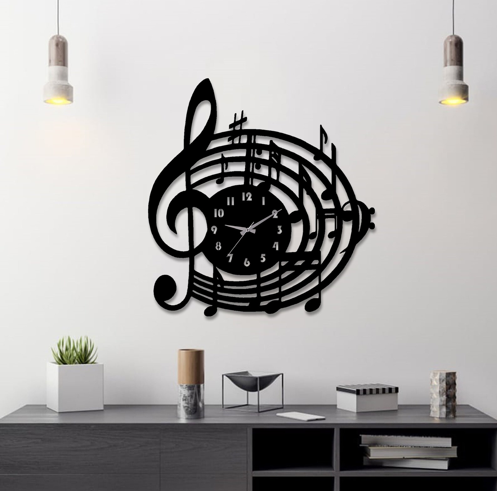 Musical Notes Wall Clock Silent Wall Clock Large Wall Clock - Etsy