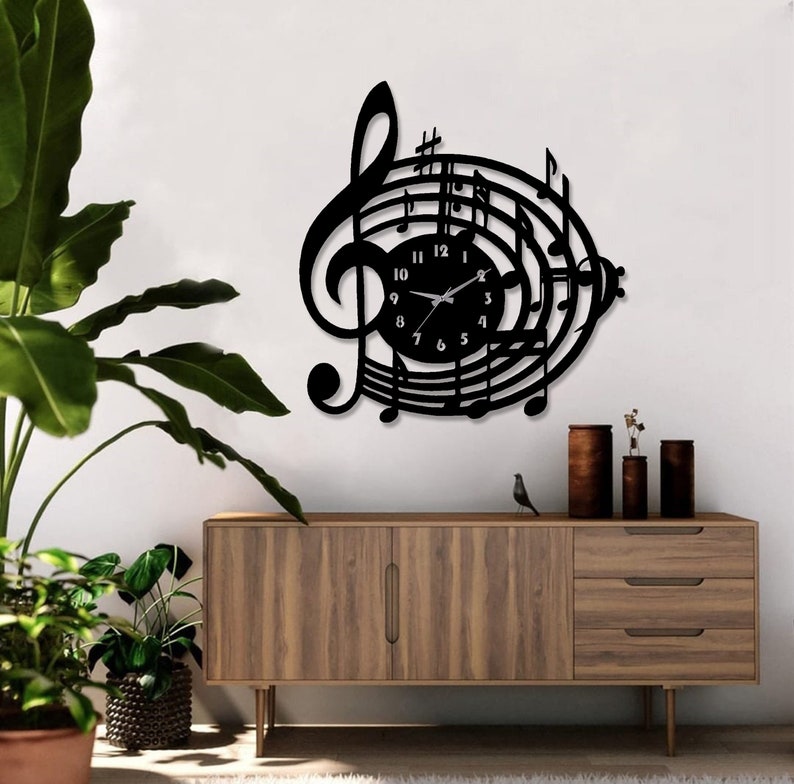 Musical Notes Wall Clock Silent Wall Clock Large Wall Clock - Etsy