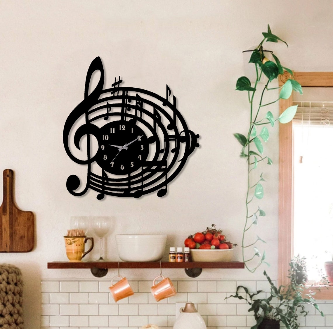 Musical Notes Wall Clock Silent Wall Clock Large Wall Clock - Etsy