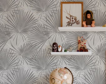 Neutral Palm Wallpaper - Etsy