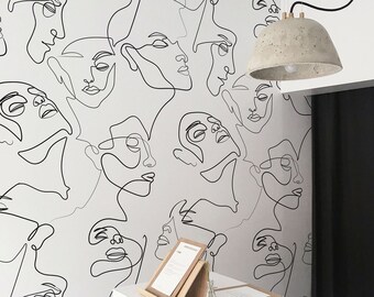 Minimalist Face Line Wallpaper - Etsy
