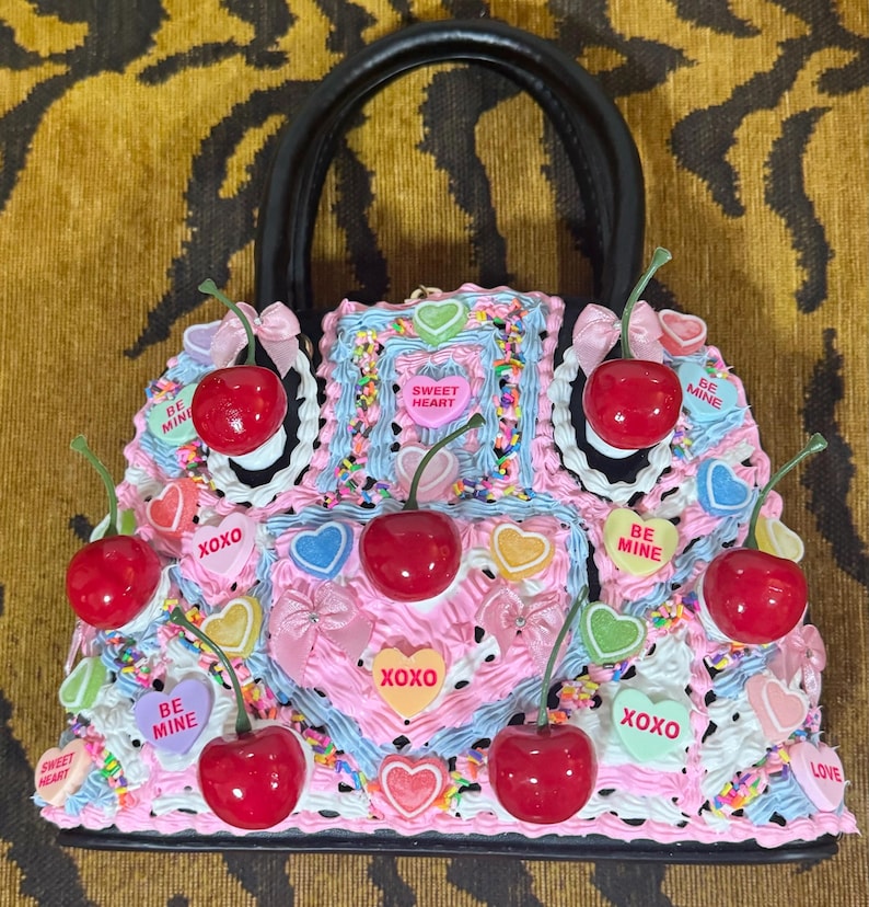 Fake Cake Handbag ~ Black With Rainbow ~ With Cherries + Candies - Etsy