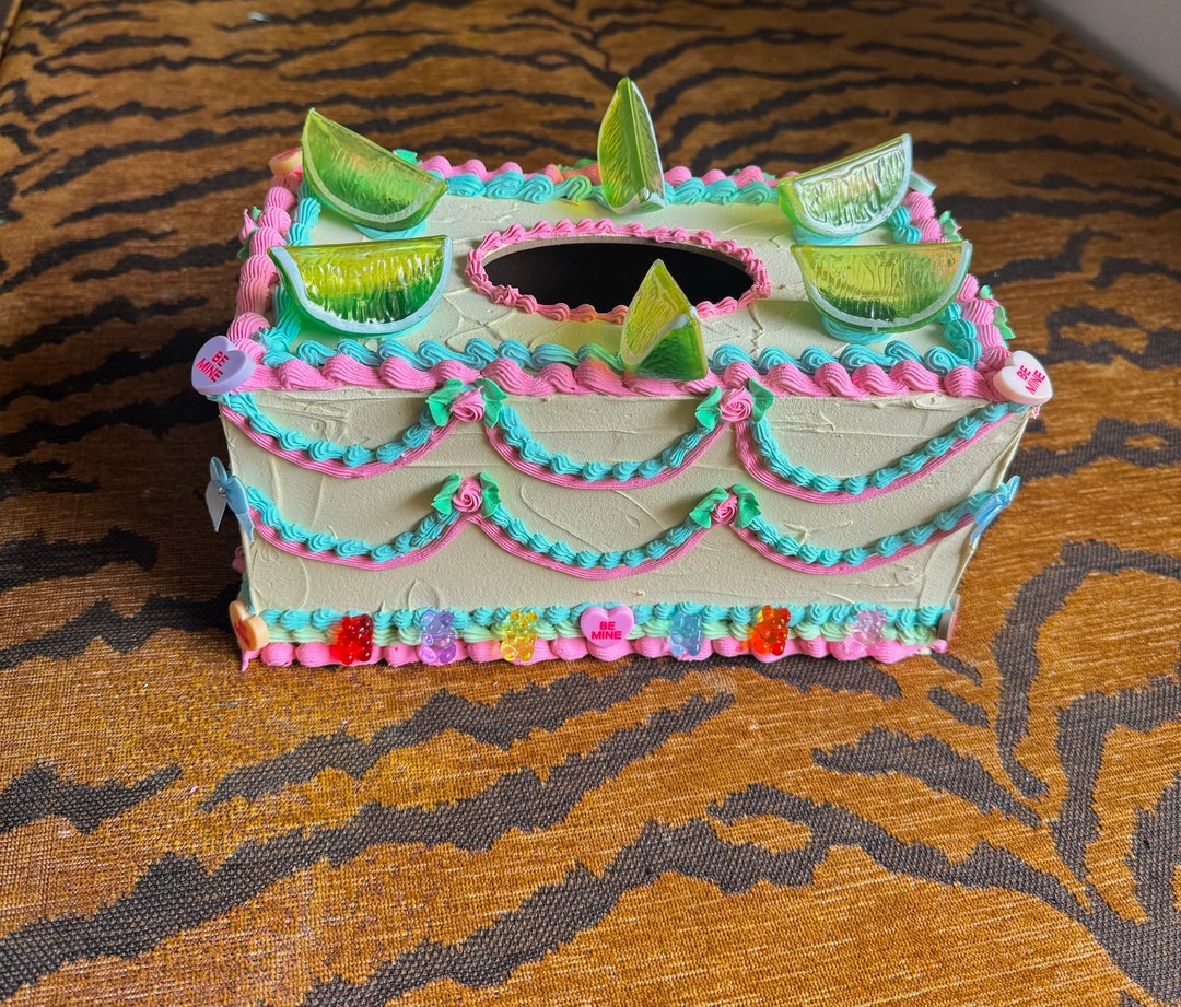 Fake Cake Tissue Box Cover ~ Pastel Green ~ With Limes + Candy - Etsy