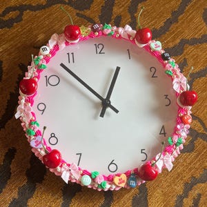 Fake Cake Clock Pink With Candies, Roses and Cherries - Etsy