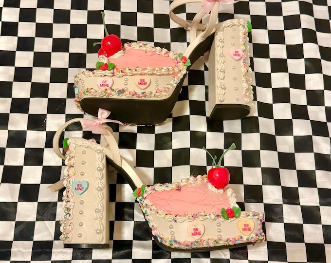 Fake Cake Platform Heels ~ Pink + White With Sprinkles & Candies (9/40 ...