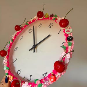 Fake Cake Clock Pink With Candies, Roses and Cherries - Etsy