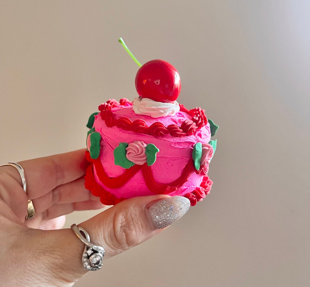 Fake Cake Magnet Pink and Red With Roses Cupcake - Etsy